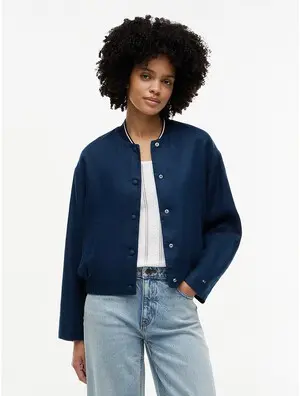 Tommy Hilfiger Linen Bomber Jacket - Navy