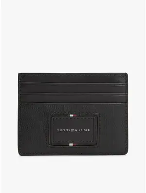 Tommy Hilfiger Hilfiger Logo Leather Card Holder - Black