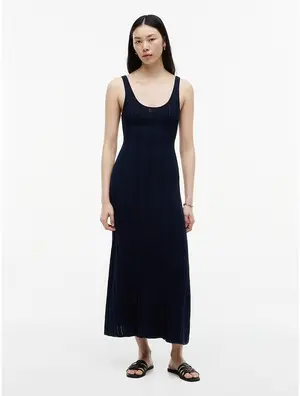 Tommy Hilfiger Cable Knit Pointelle Midi Tank Dress