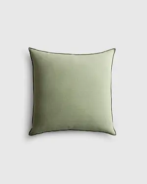 Quince Contrast European Linen Pillow Cover - Sage/pine
