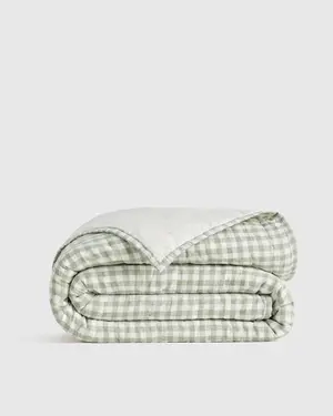 Quince European Linen Patterned Quilt - Willowleaf Gingham