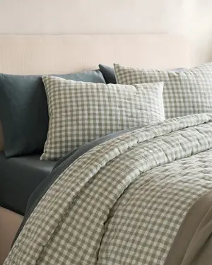 Quince European Linen Patterned Quilt Set - Willowleaf Gingham