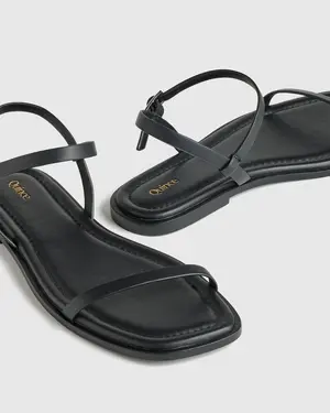 Quince Italian Leather Ankle Strap Flat Sandal