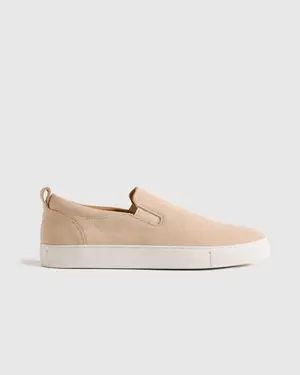 Quince Italian Calfskin Suede Slip-on Sneaker - Bone