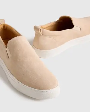 Quince Italian Calfskin Suede Slip-on Sneakers