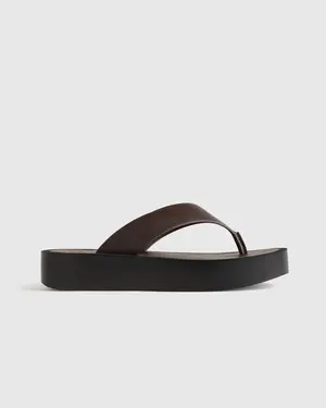 Quince Italian Leather Thong Platform Sandal - Coffee Bean