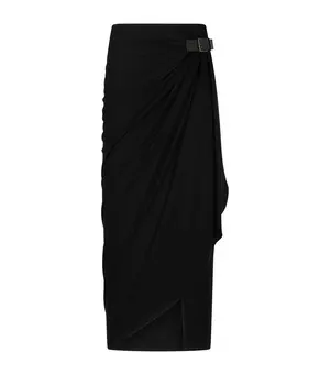 TOM FORD Crepe Jersey Midi Wrap Skirt - Black