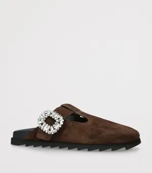 ROGER VIVIER Suede Slidy Viv' Mules