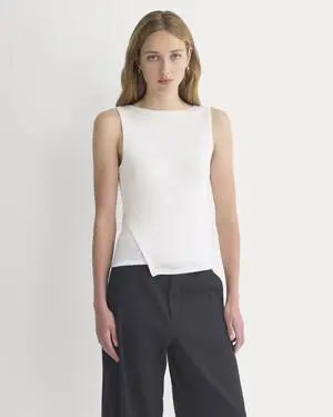 Everlane Tissue Boatneck Tank Top With Side Tie - Bone