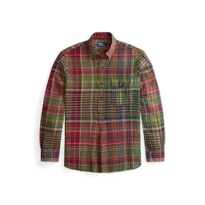 Ralph Lauren Classic Fit Plaid Linen Popover Shirt