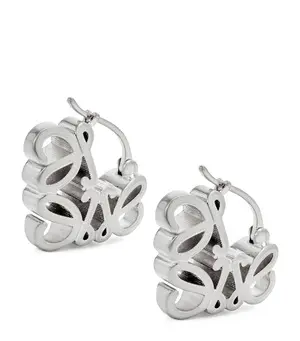 Loewe Sterling Bombé Anagram Hoop Earrings - Silver