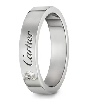 Cartier Platinum And Diamond Wedding Band - Silver