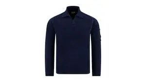 C.P. COMPANY Cotton Chenille Polo Shirt Lens Sweater - Olive