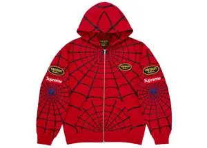 Supreme Vanson Leathers Spider-man Zip Up Hooded Sweatshirt