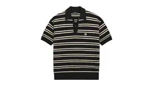 Amiri Ma Stripe Knit Short Sleeve Polo Shirt Sweater - Black