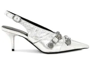 Balenciaga Cagole 70mm Slingback Pumps - Silver
