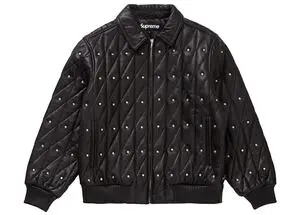 Supreme Quilted Studded Leather Jacket - Black