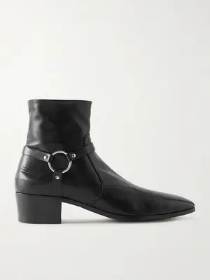 TOM FORD Clint Embellished Leather Boots - Black