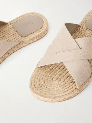 Zegna Suede Criss-cross Espadrille Sandals