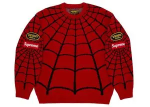 Supreme Vanson Leathers Spider-man Knit Sweater - Red