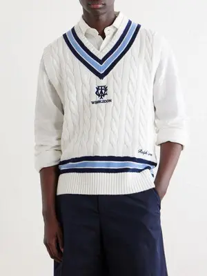 Polo Ralph Lauren Wimbledon Logo-embroidered Knitted Cotton Vest