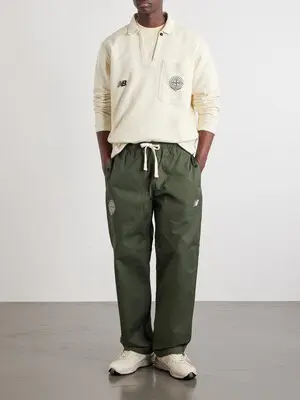 Stone Island Logo-print Cotton-jersey Polo Sweater - Neutrals
