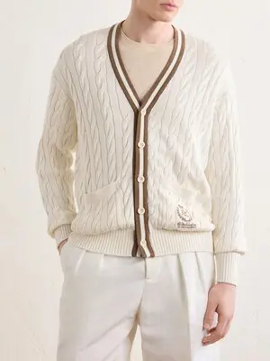 Ralph Lauren Purple Label Wimbledon Capsule Cable Knit Cardigan - Neutrals