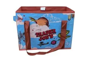 TRADER JOE'S Blue Standup Collapsable Grocery Tote - Multicolor