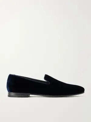Manolo Blahnik Mario Velvet Loafers - Blue