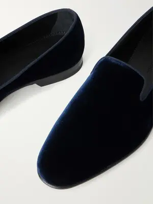 Manolo Blahnik Mario Velvet Loafers - Blue