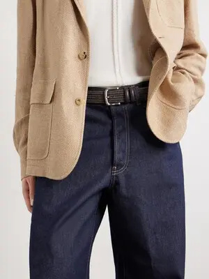 Mr P. Woven Leather-trimmed Belt