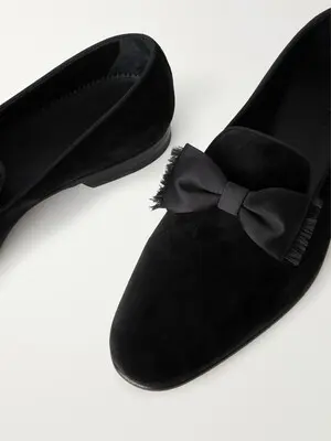 Manolo Blahnik Rufus Quilted Velvet Loafers With Bow Detailing