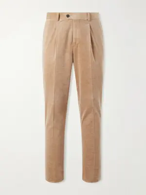 Brunello Cucinelli Pleated Cotton-blend Corduroy Trousers - Brown