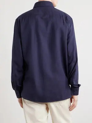 Brunello Cucinelli Herringbone Cotton And Lyocell-blend Shirt