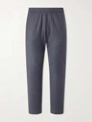 Barena Venezia Bativoga Straight-leg Wool-blend Drawstring Trousers - Gray