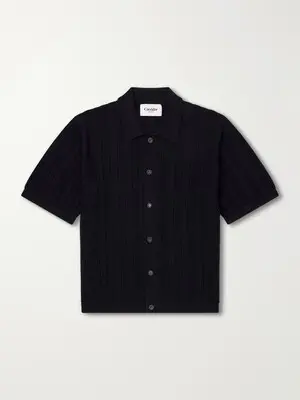 CORRIDOR Pointelle-knit Cotton Shirt - Black