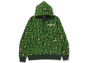 A BATHING APE Distortion Pullover Hoodie - Green