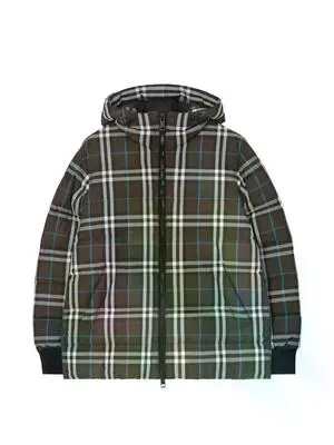 Burberry Check Hooded Puffer Jacket - Brown