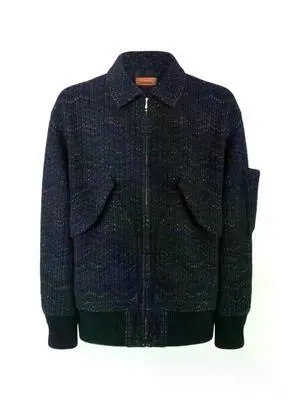 Missoni Zigzag Knit Bomber Jacket - Blue
