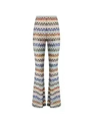 Missoni Flared Viscose Trousers With Dégradé Lace Motif - Neutrals