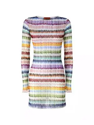 Missoni Zigzag-knit Long-sleeve Beach Dress - Orange