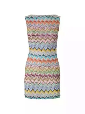 Missoni Zigzag Knit Backless Beach Dress - Blue