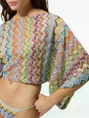 Missoni Lamé Cover-up Top With Batwing Sleeves - Blue