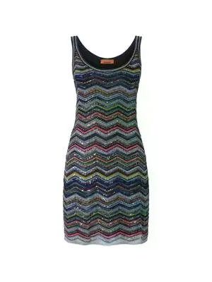 Missoni Zigzag-knit Scoop-neck Dress - Neutrals