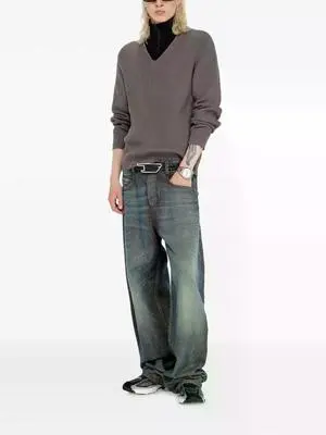 DIESEL® Layered Effect Half-zip Wool & Organic Cotton Sweater