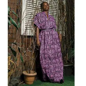 CHUKS COLLINS Kimono-inspired Oversized Batik Maxi Dress - Red