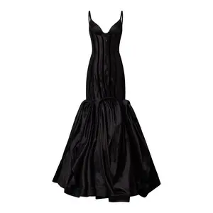 CHUKS COLLINS Blessing Silk & Velvet Corset Gown - Black