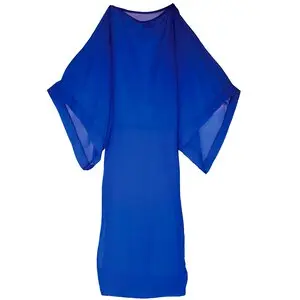CHUKS COLLINS Chiffon Convertible Batwing Maxi Dress - Blue