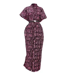 CHUKS COLLINS Kimono-inspired Geometric Print Maxi Dress - Red