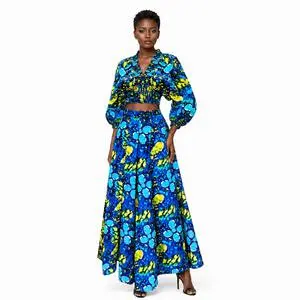 CHUKS COLLINS Adire Allure Wide Leg Pants - Blue/green